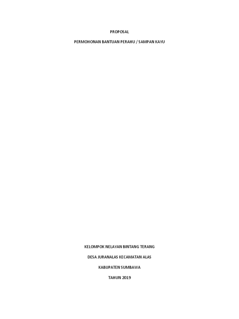 Proposal Bantuan Perahu Nelayan 2019 | PDF