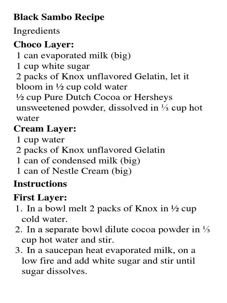 Black Sambo Recipe | PDF | Teaspoon | Cooking