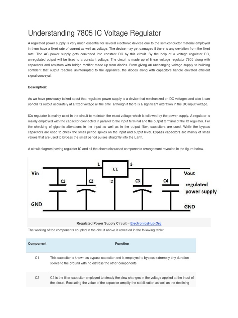 7805 Voltage Regulator Guide | PDF | Power Supply | Rectifier