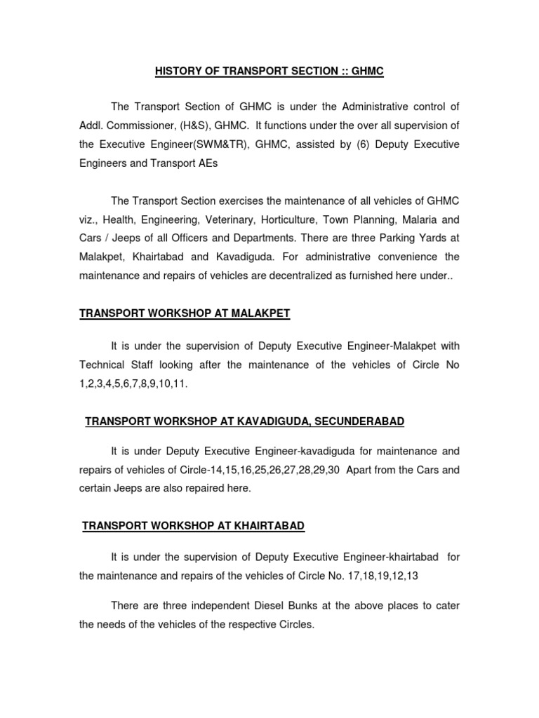 Report On Transport Section | PDF | Transport | Vehicles