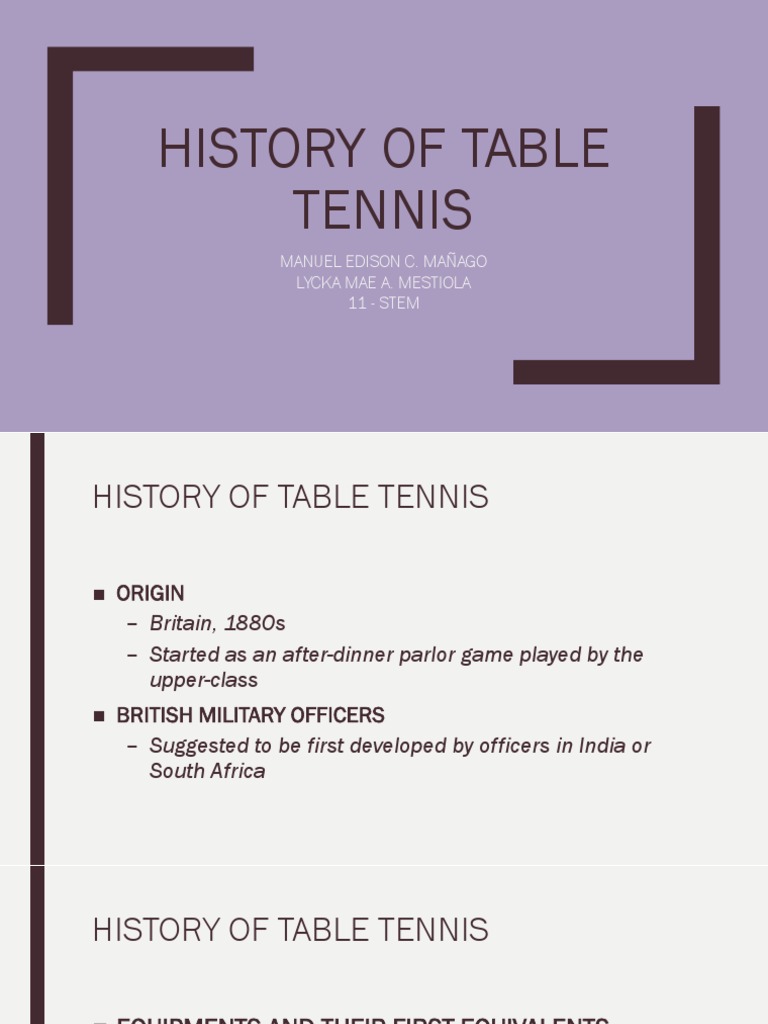 History of Table Tennis Evolution | PDF | Social Science | Travel
