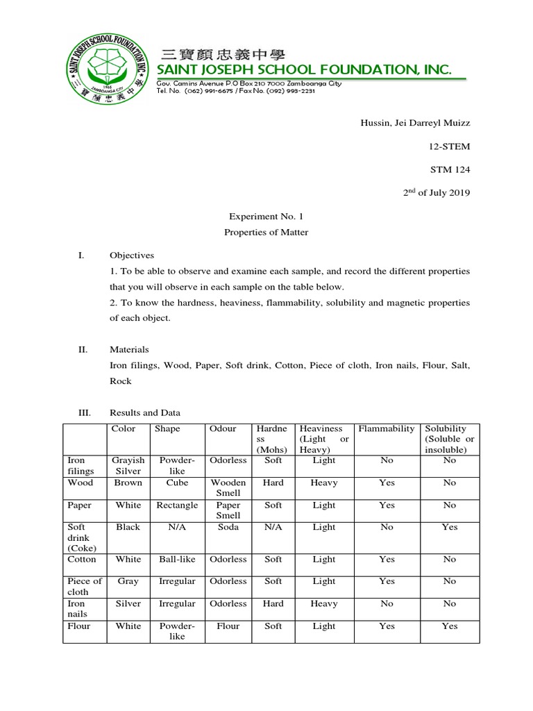Lab Report Example | PDF | Iron | Chemical Substances