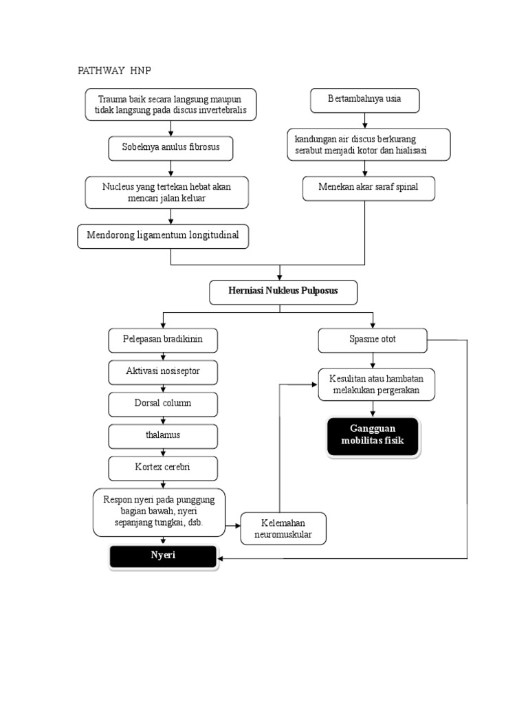 Pathway Patofisiologi HNP Lumbal | PDF