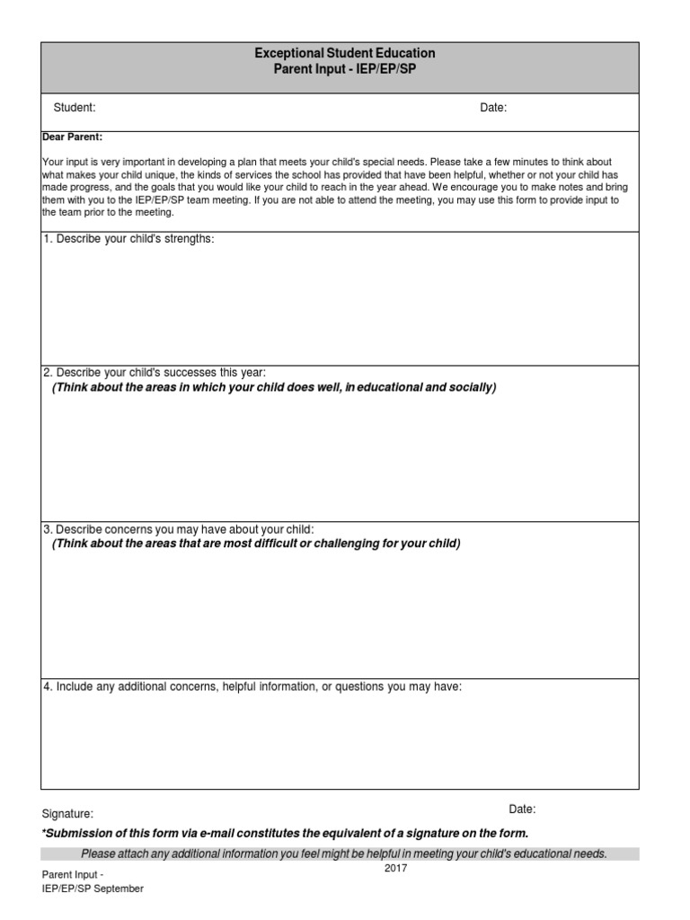 Parentinputform | PDF