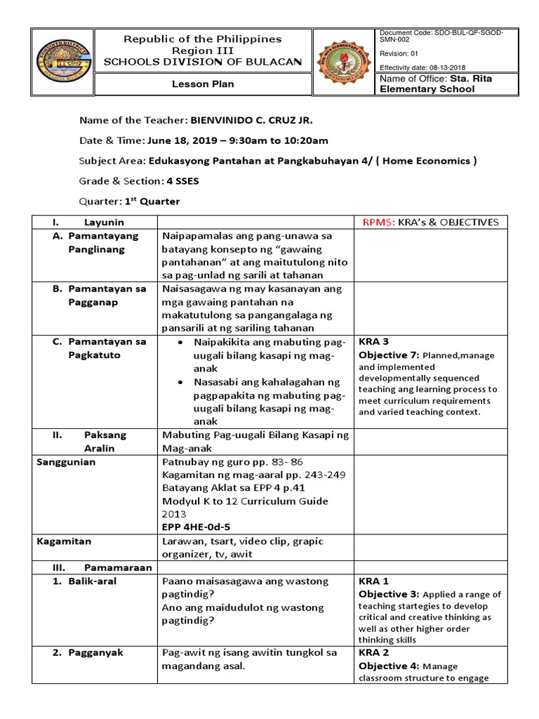 Epp Lesson Plan | PDF