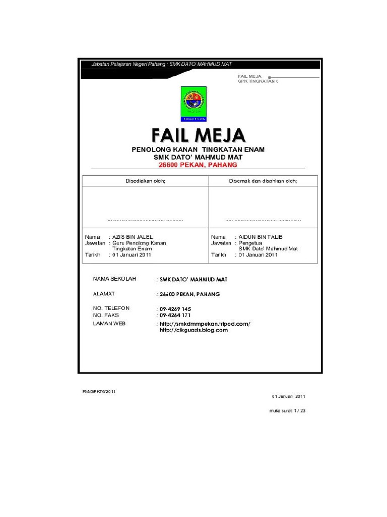 Contoh Fail Meja GPKT6 | PDF