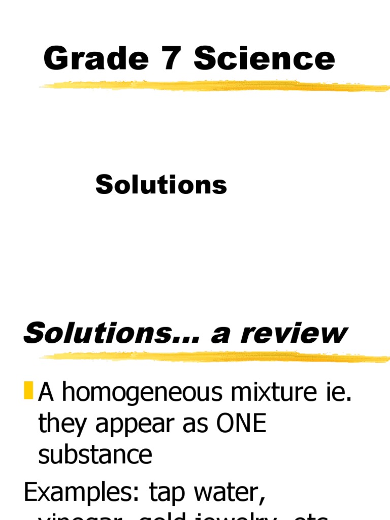 Grade 7 Science: Solutions | PDF | Solution | Solubility