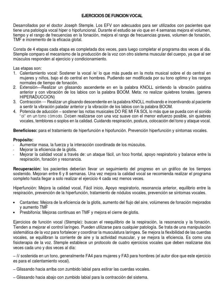 Base Teórica Ejercicios de Función Vocal | PDF | Vocal | Bienestar