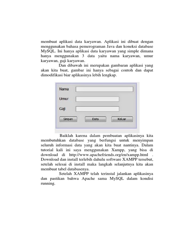 Judul: "Aplikasi Data Karyawan Sederhana dengan Antarmuka Grafis menggunakan Java dan Database ...