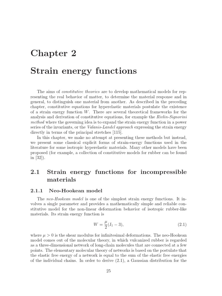 CH 2. Strain Energy Functions | PDF | Elasticity (Physics ...