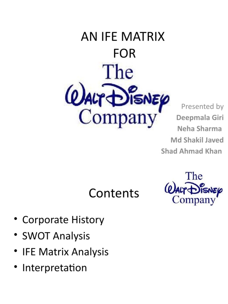 An Ife Matrix For Walt Disney Company | PDF