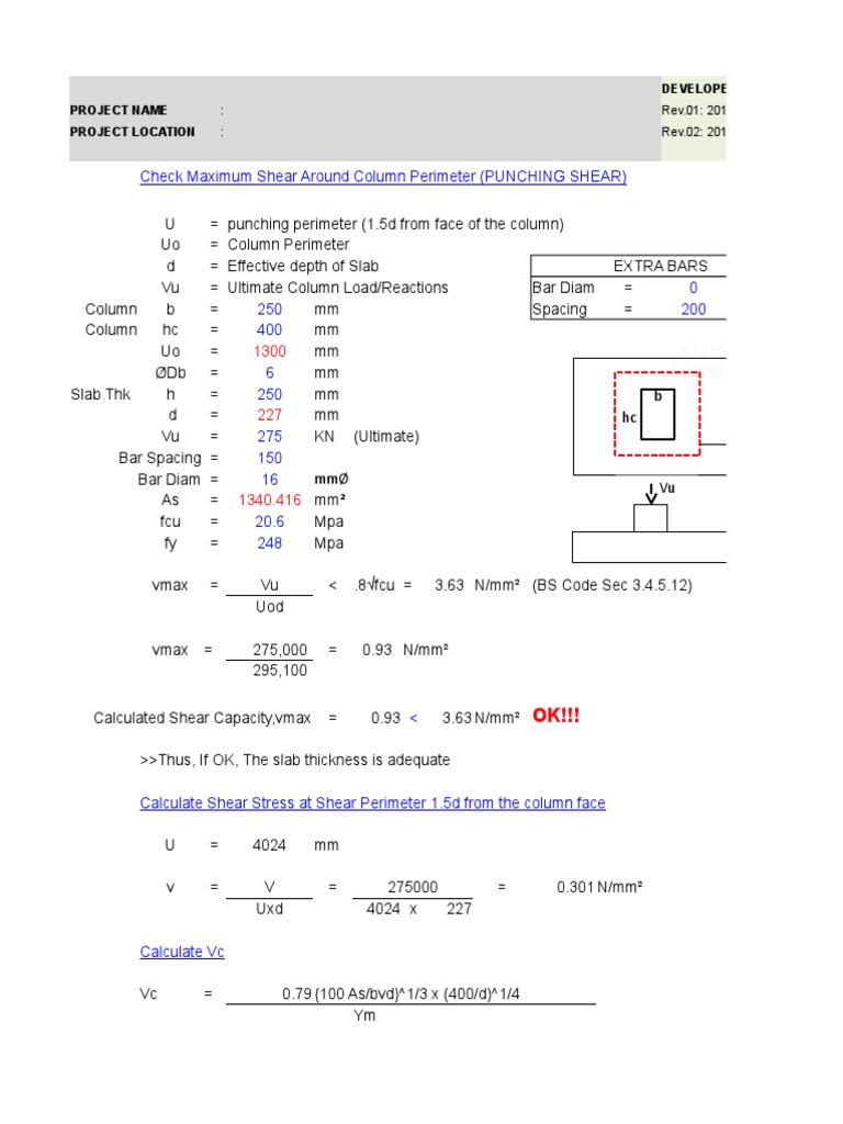 Check Maximum Shear Around Column Perimeter (PUNCHING SHEAR) | PDF ...