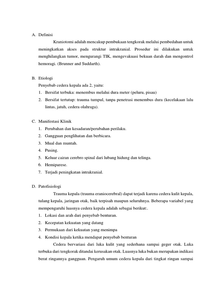 Askep Kraniotomi Craniotomy | PDF