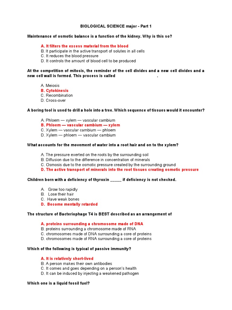 Biological Science Reviewer | PDF | Fertilisation | Osmosis