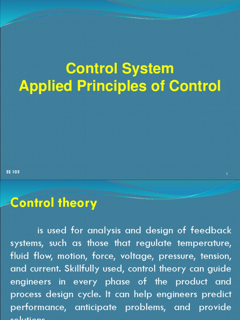 Control System Applied Principles of Control | PDF | Control Theory ...