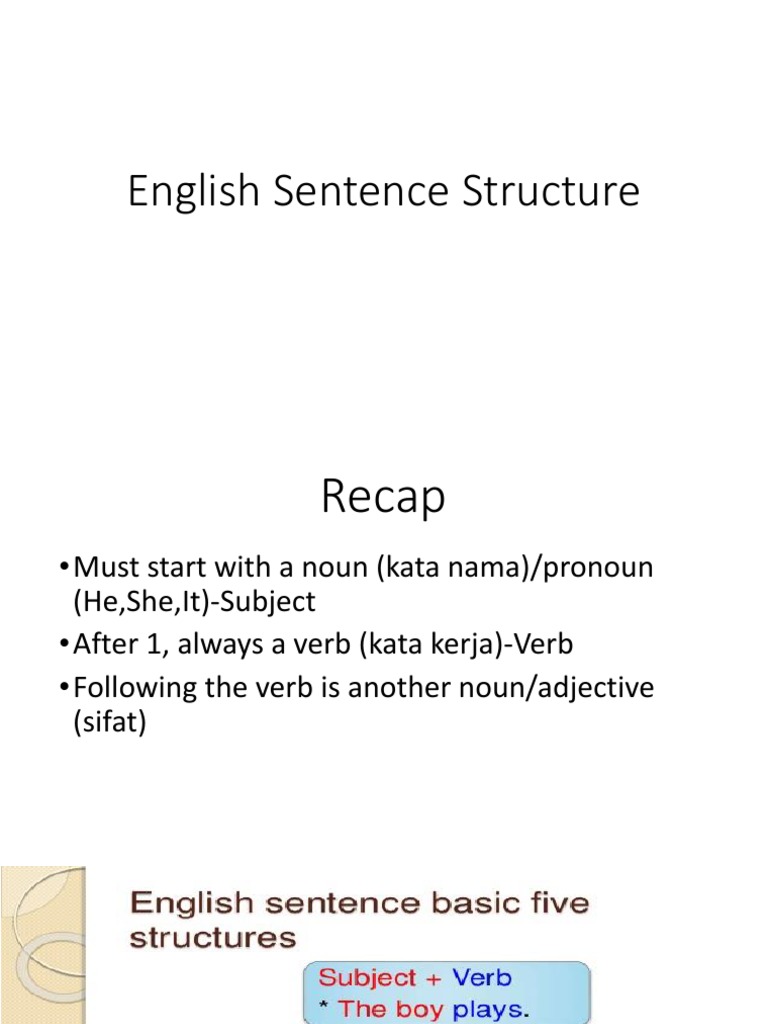 English Sentence Structure | PDF | Adverb | Verb