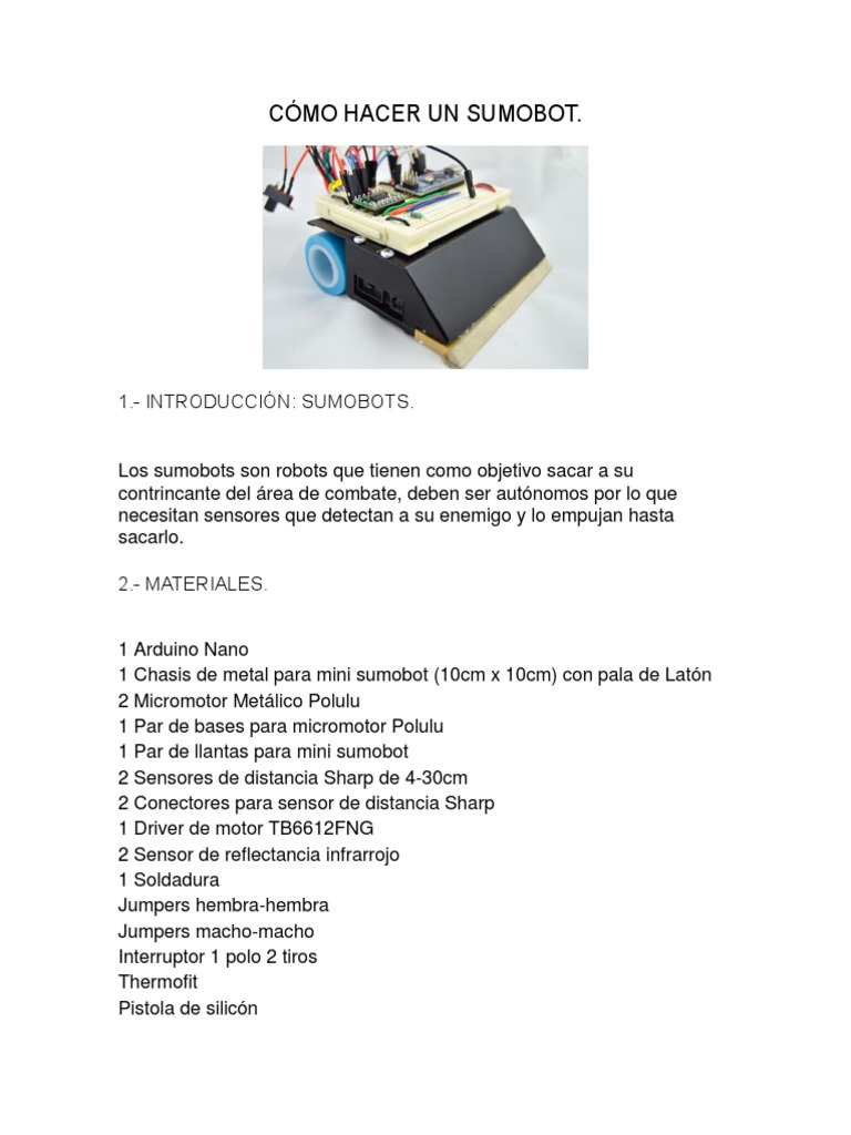 Cómo Hacer Un Sumobot | PDF | Diodo emisor de luz | Bienes manufacturados