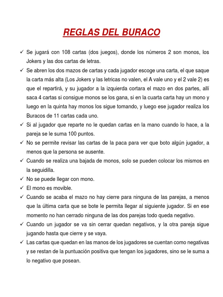 Reglas Del Buraco Normal | PDF