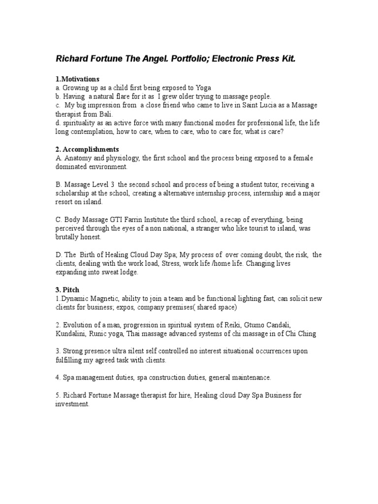 Richard Fortune The Angel | PDF | Massage | Psychology