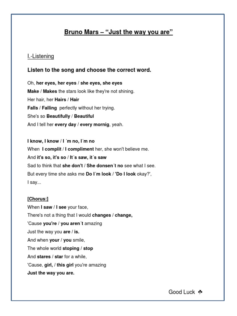 Bruno Mars Activity | PDF