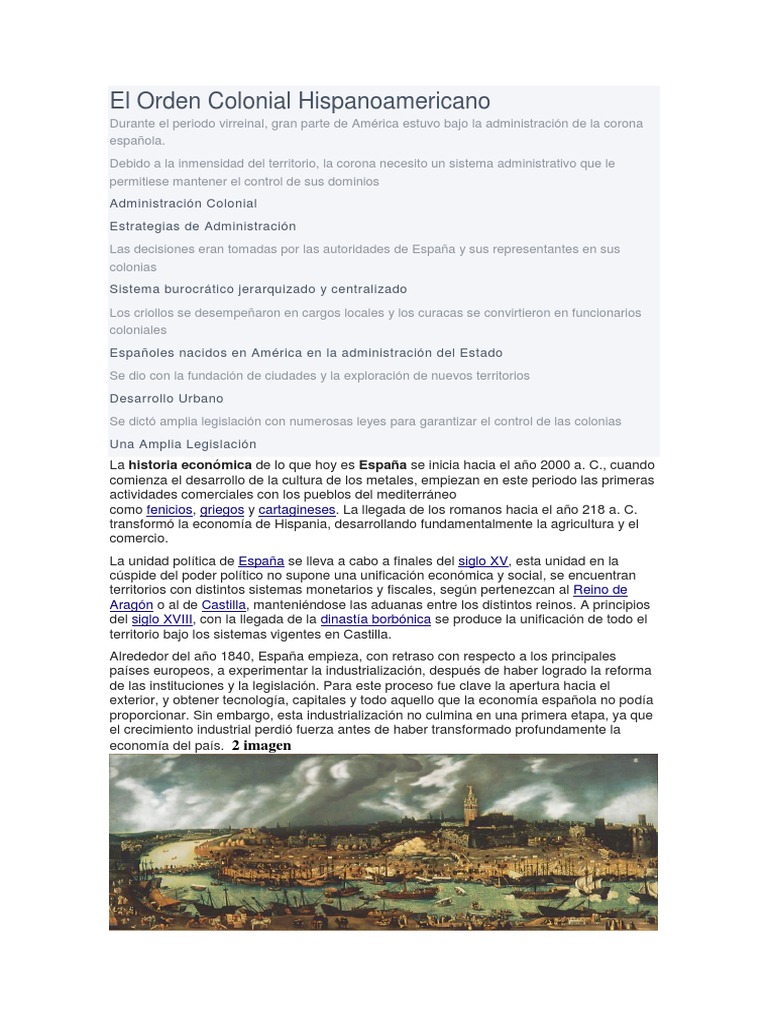 El Orden Colonial Hispanoamericano | PDF | Imperio español | España
