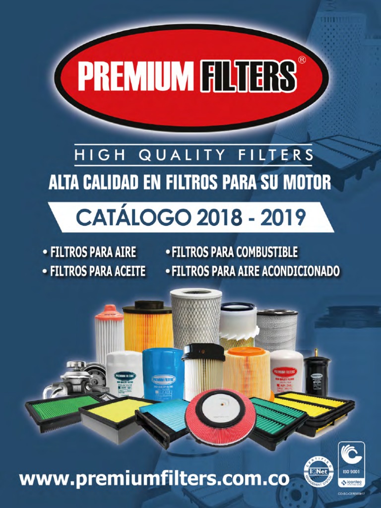 Catalogo Premium Filters 2019 PDF | PDF | Filtración | Lubricante