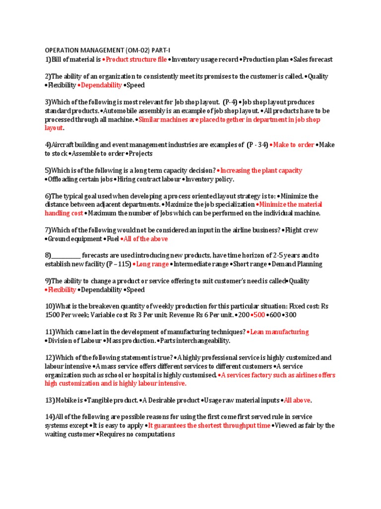 OPMC Course Hero | PDF | Operations Management | Employment