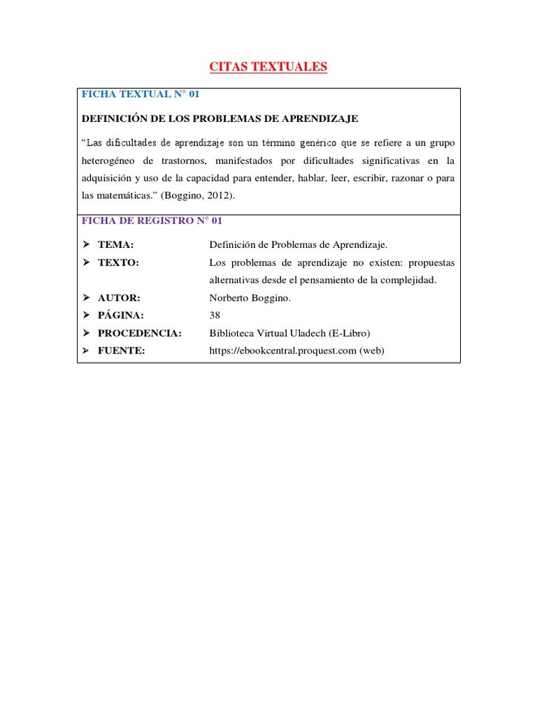 Fichas Textuales | PDF | Aprendizaje | Sicología