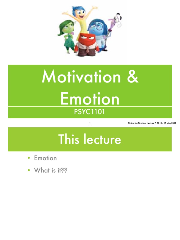 Motivation & Emotion: PSYC1101 | PDF | Emotions | Applied Psychology