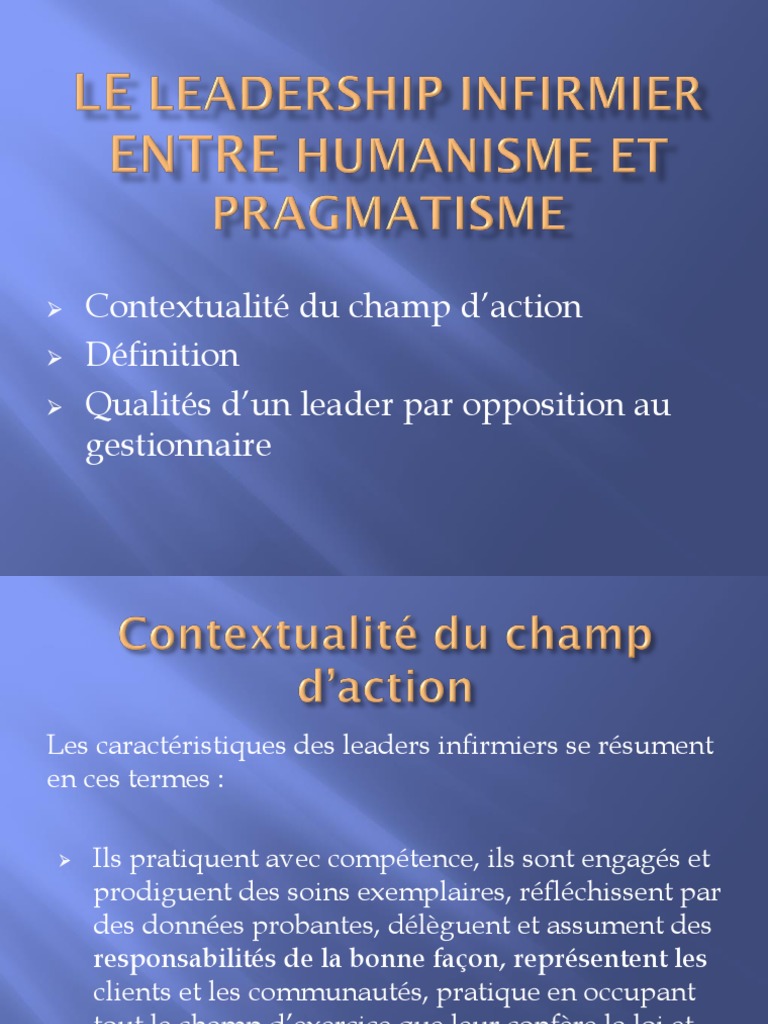 Leadership infirmier : définitions et qualités | PDF | Allaitement ...