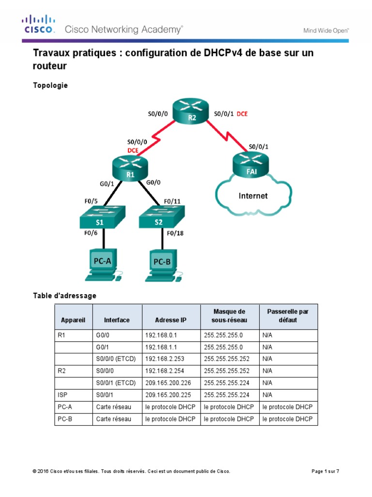 8.1.2.4 Lab - Configuring Basic DHCPv4 On A Router | PDF | Adresse IP | Standards de réseaux