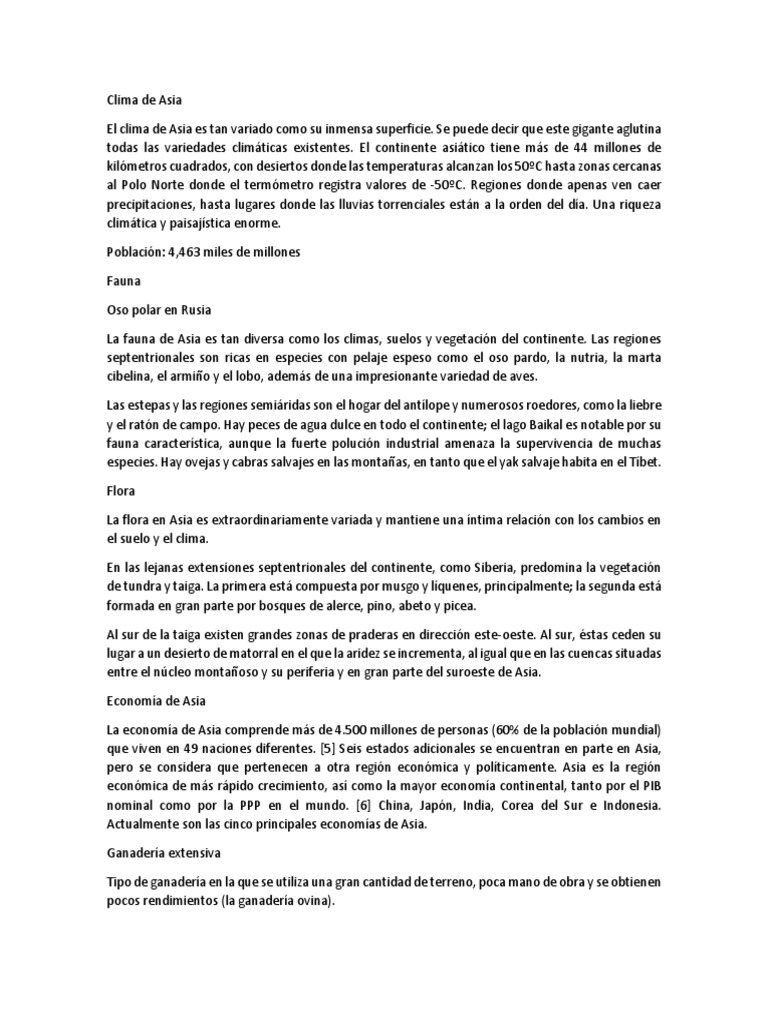 Clima de Asia | Descargar gratis PDF | Asia | Geografía Física