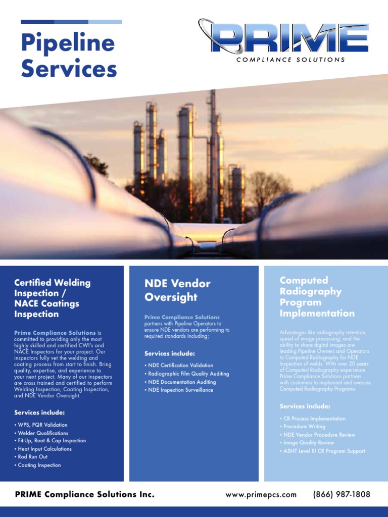Prime Compliance Solutions - Pipeline Services - Flyer | PDF | Welding ...