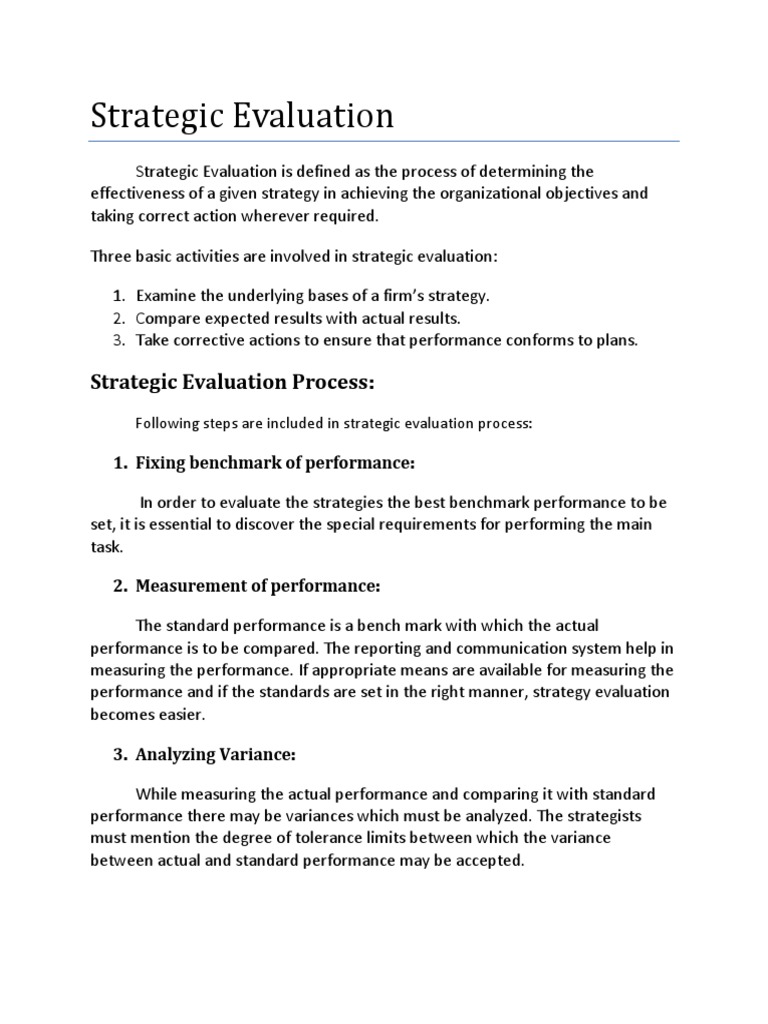 Strategic Evaluation | PDF | Performance Indicator | Evaluation