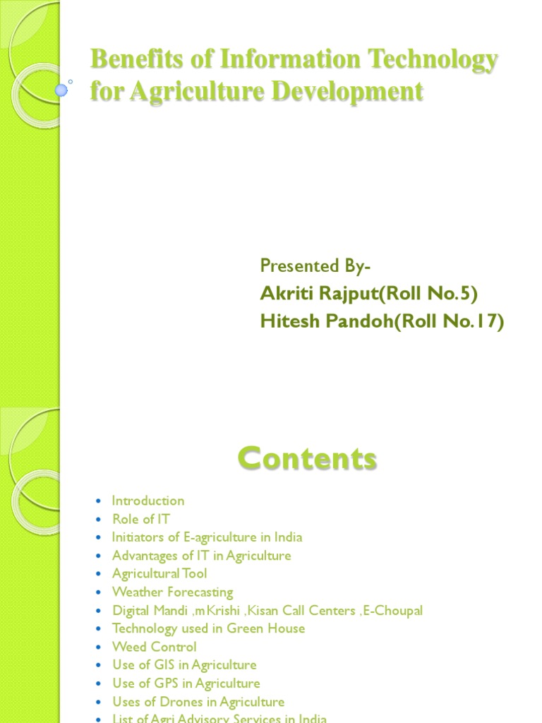 Benefits of Information Technology For Agriculture Development | PDF ...