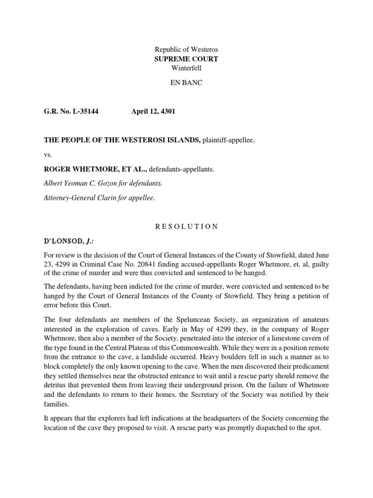 Supreme Court: Albert Yeoman C. Gozon For Defendants. Attorney-General ...