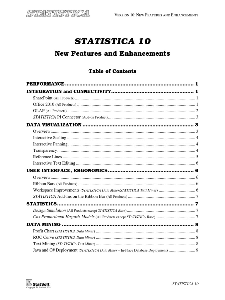 STATISTICA 10 Features PDF | PDF | Databases | Application Programming ...