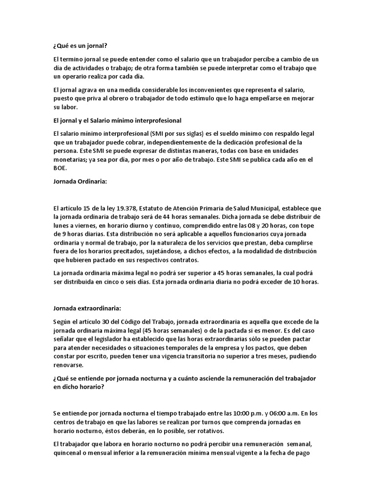 ¿Qué Es Un Jornal? | PDF | Salario mínimo | Salario