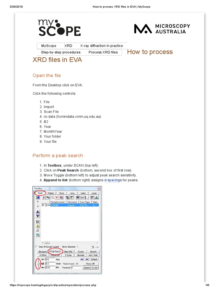 How To Process XRD Files in EVA | Download Free PDF | X Ray ...
