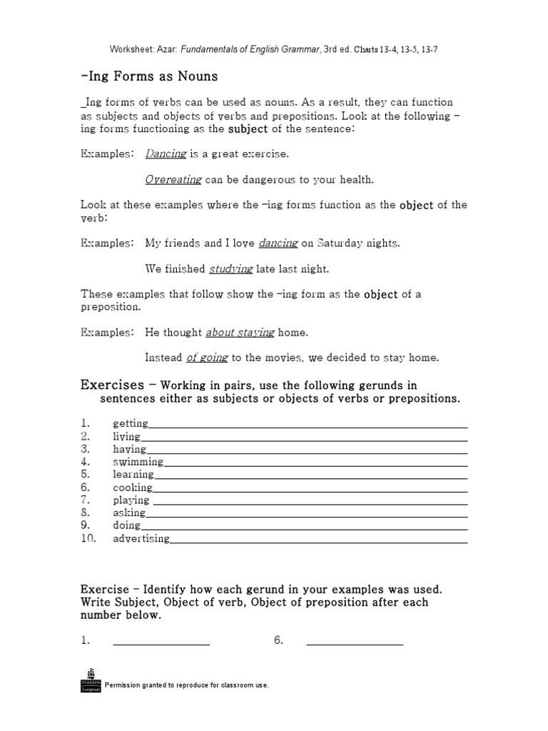 Ing Forms Nouns | PDF