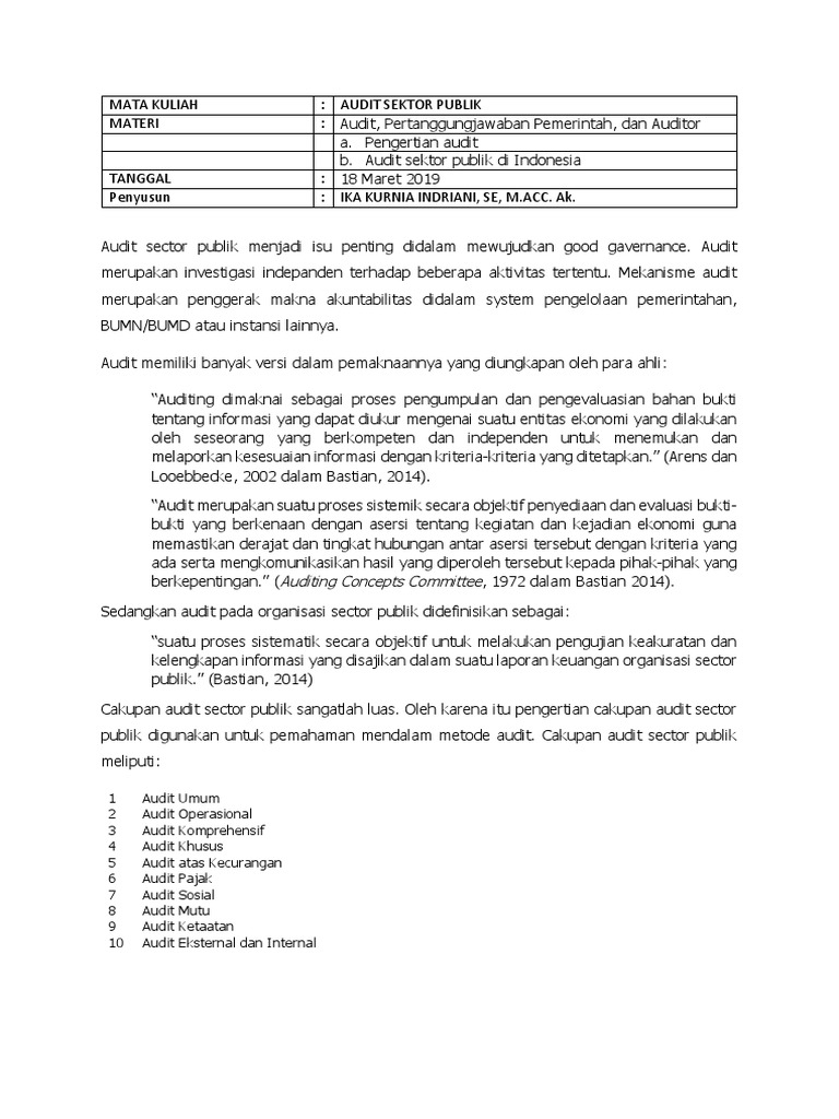 Audit Sektor Publik di Indonesia | PDF