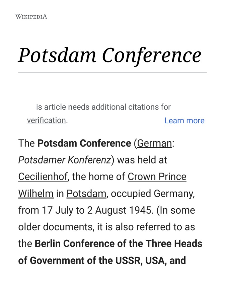 Potsdam Conference 1945 Summary | PDF | International Relations | World ...