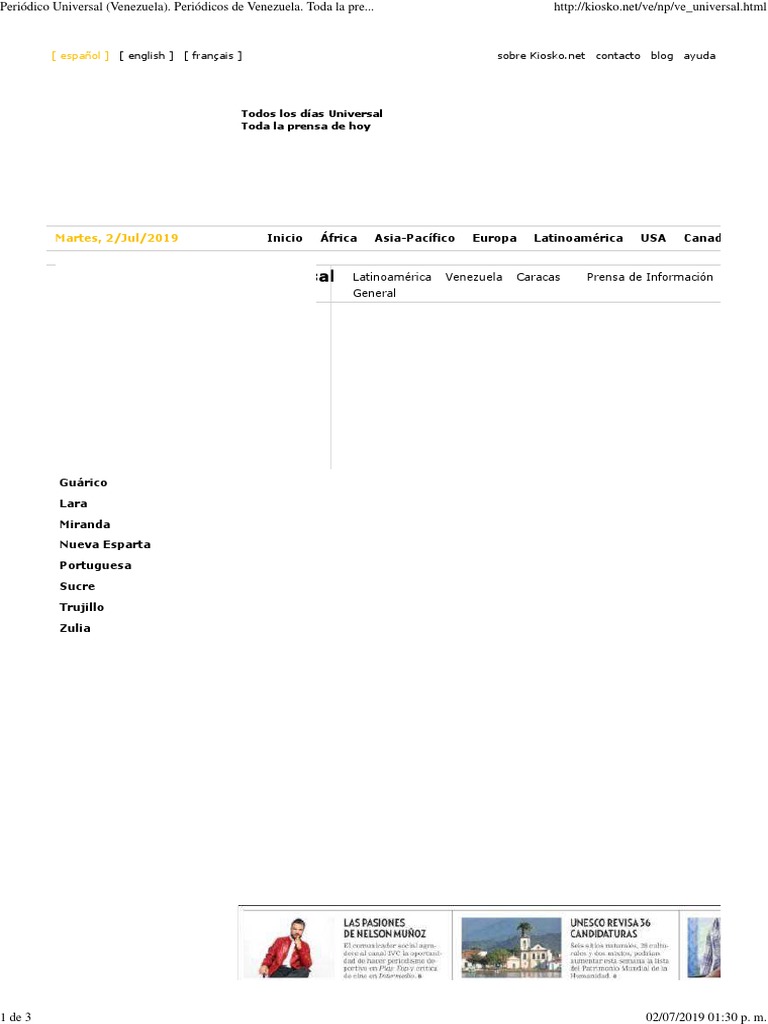 Prensa diaria en Venezuela: Universal | PDF