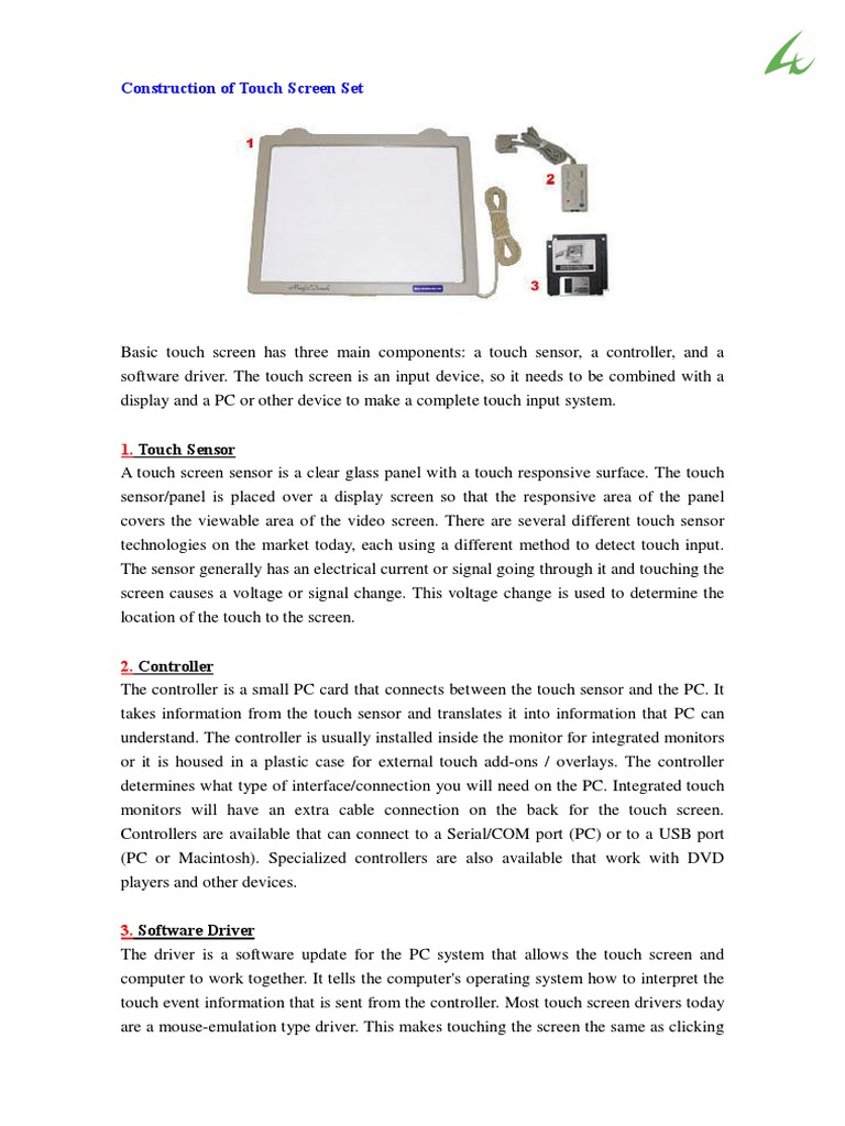 Construction of Touch Screen Set | PDF | Computer Monitor | Touchscreen