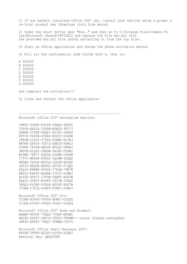 2007 Microsoft Office Confirmation Code - heatfasr