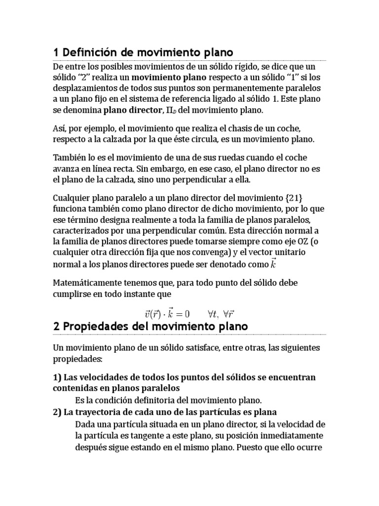 1 Definición de Movimiento Plano | PDF | Rotación | Geometria plana)