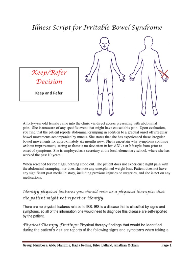 Illness Script For Ibs | PDF | Irritable Bowel Syndrome | Digestive ...