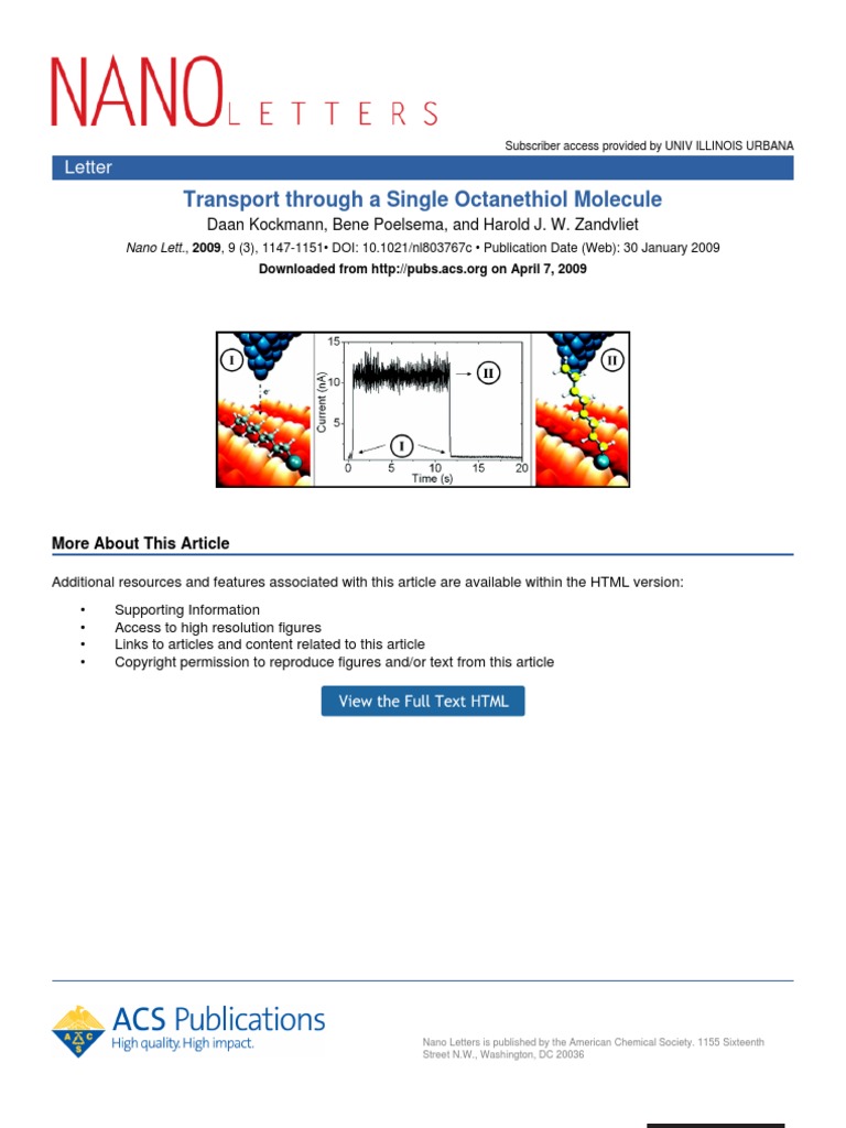 Octanethiol-NanoLett 9 1147 2009 | PDF | Scanning Tunneling Microscope ...