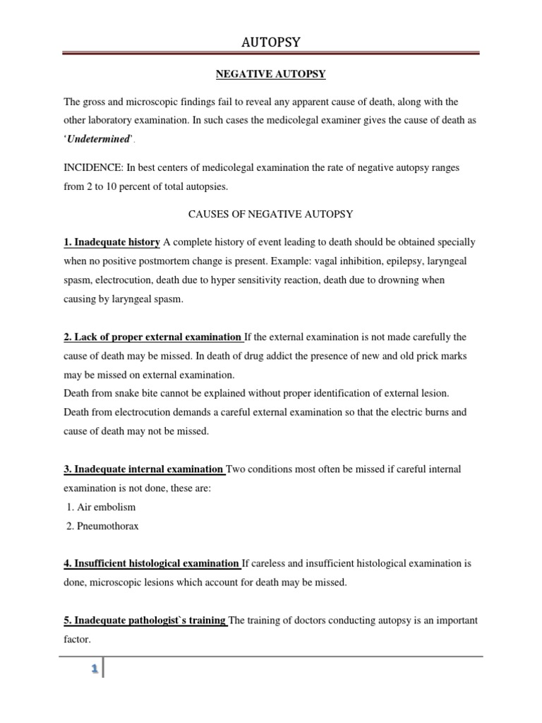 Negative Autopsy | PDF | Autopsy | Death