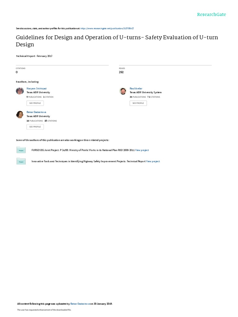 Guidelines For Design and Operation of U-turns-Safety Evaluation of U ...